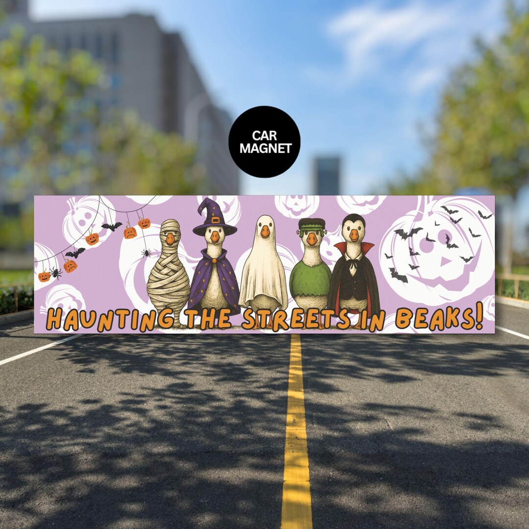 Haunting the Streets in Beaks Silly Goose Halloween Themed Car Bumper ...