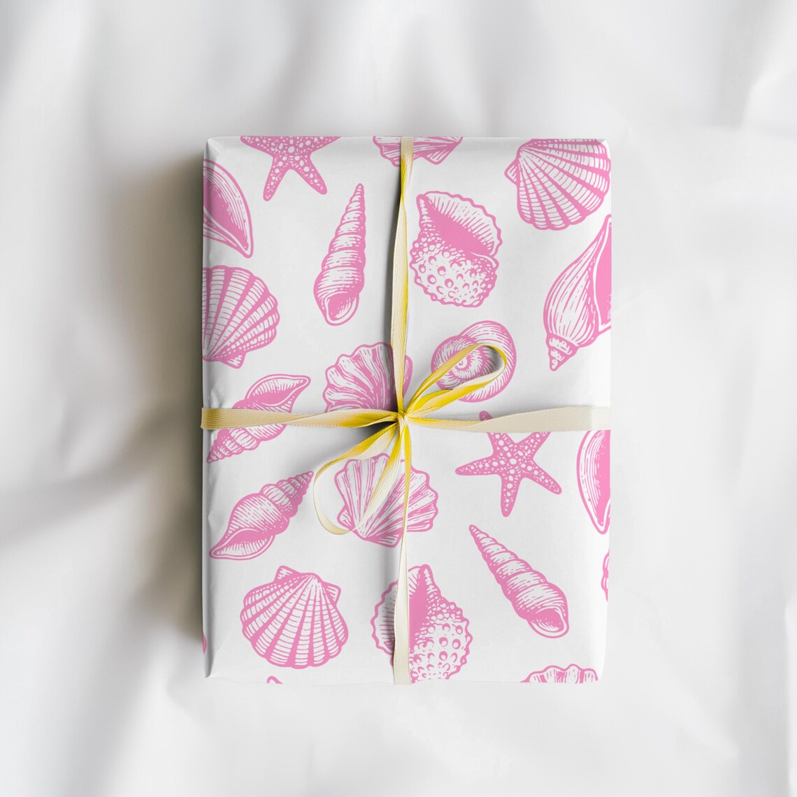 Pink Sea Shells Wrapping Paper Beach Coastal Pattern Gift Wrap Roll for ...