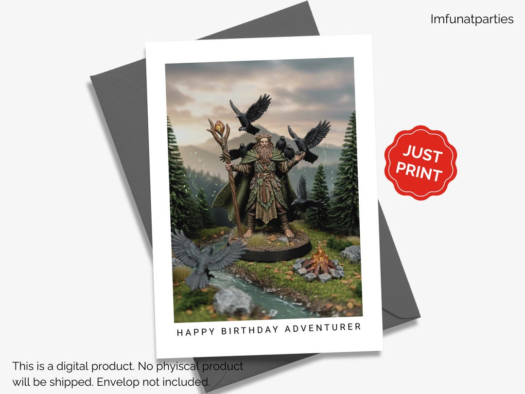 DND Tabletop RPG (druid Shapeshifter) Birthday Card, Printable Digital ...