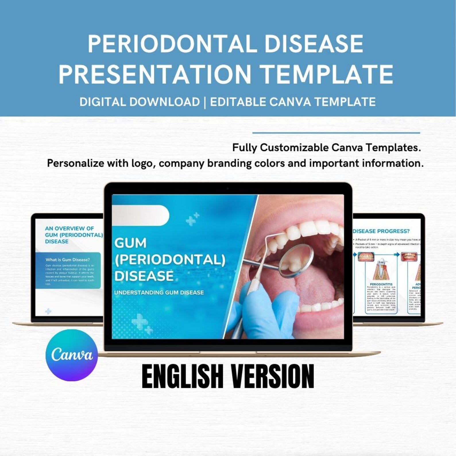 Gum Disease Canva Template English Version, Dentist Periodontal ...
