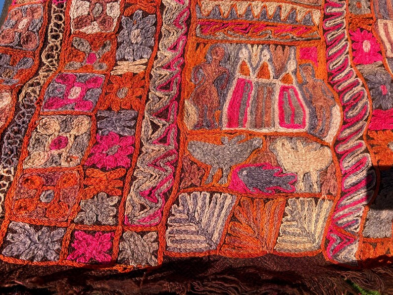 Embroidered Arab Iraqi Antique Tribal Artisanal Wool Textile Rug 5x8 Ft ...