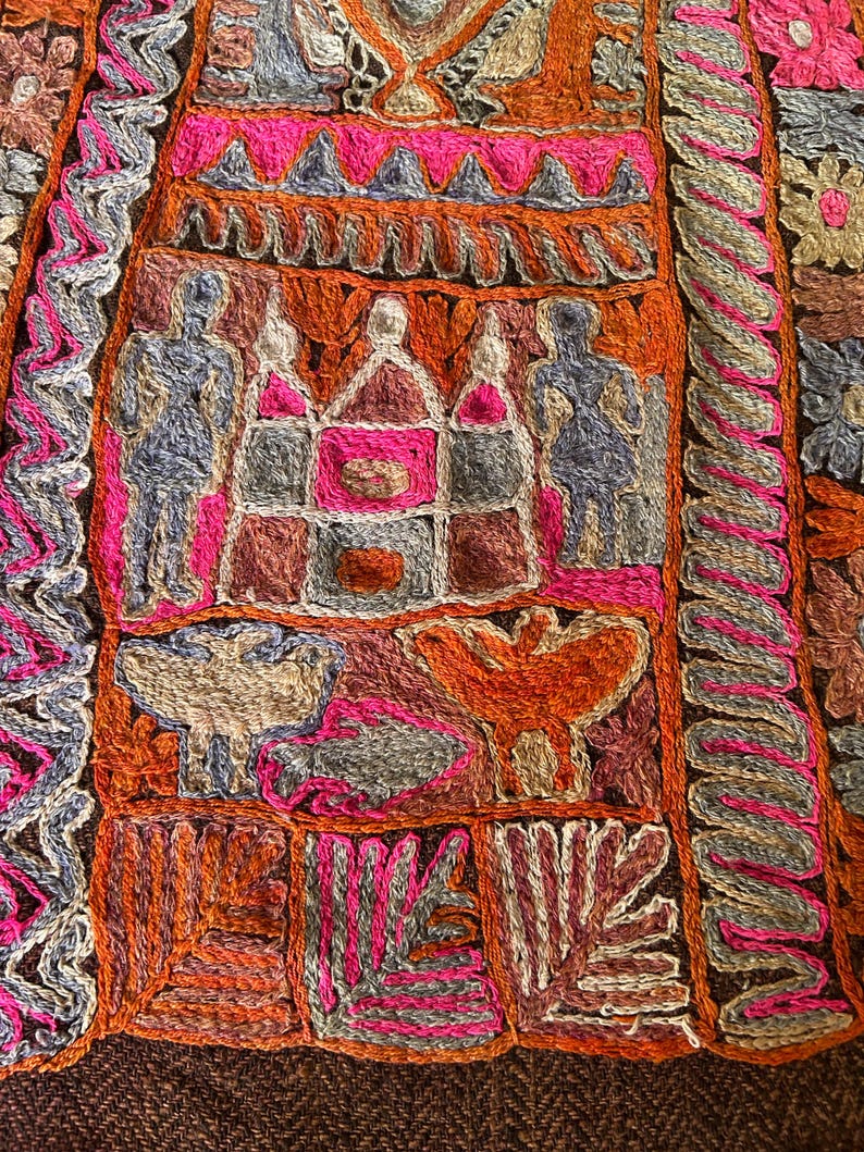 Embroidered Arab Iraqi Antique Tribal Artisanal Wool Textile Rug 5x8 Ft ...