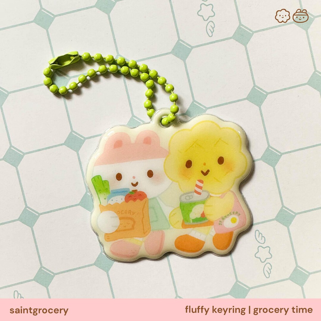 Fluffy Keychain ; Grocery Time | Saintgrocery | Pvc Keychain | Puffy - Etsy