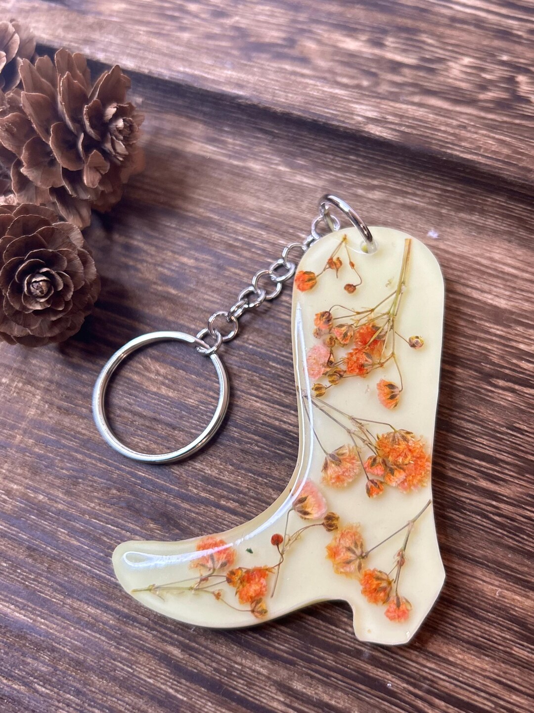 Handmade Epoxy Resin Cowgirl Boot Keychain - Etsy