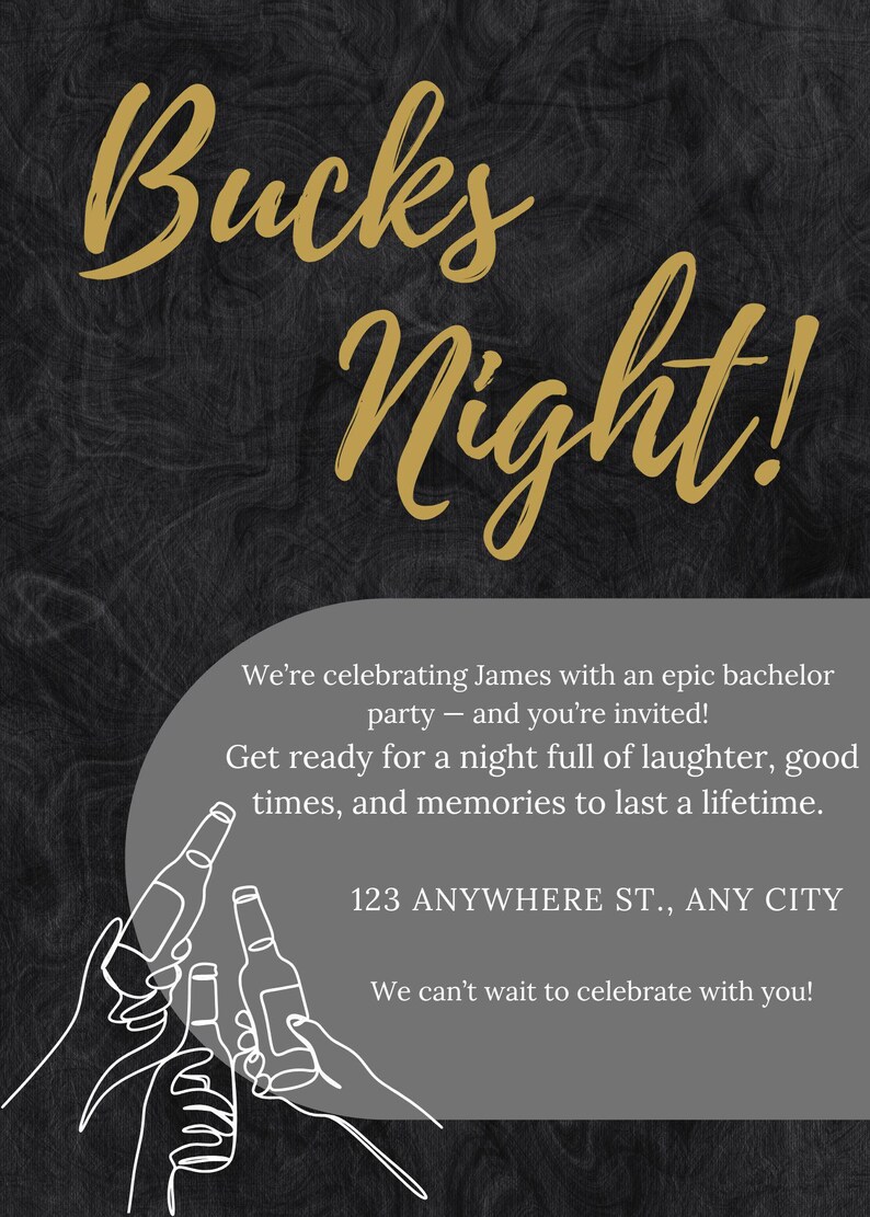 Bucks Party Invitation Template -editable Canva Template – Instant ...