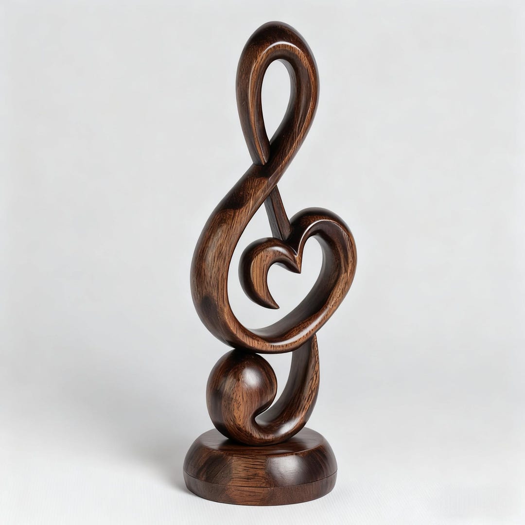 Handcarvedwooden Treble Clef Heart Sculpture,music Note Wall Art for ...
