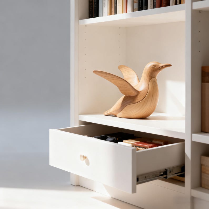 Hand-carved Wooden Bird With Spread Wings, Light Brown Natural Wood ...