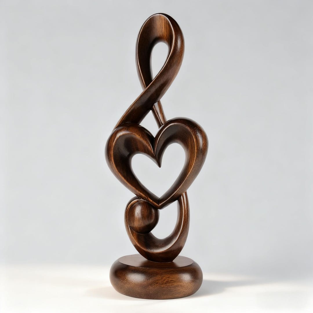 Handcarvedwooden Treble Clef Heart Sculpture,music Note Wall Art for ...