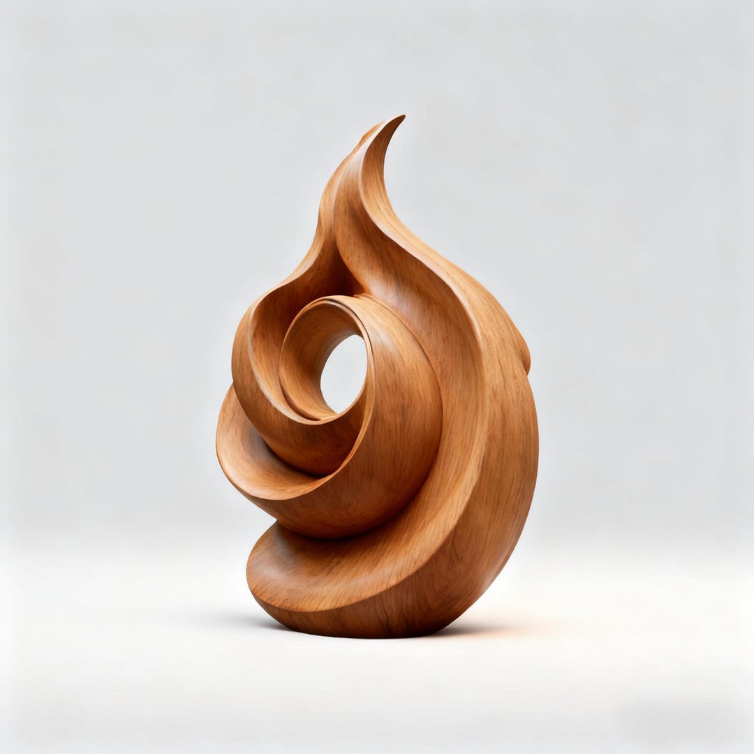Hand-carved Wooden Flame Sculpture,flowing Lines,natural Wood Grain Art ...