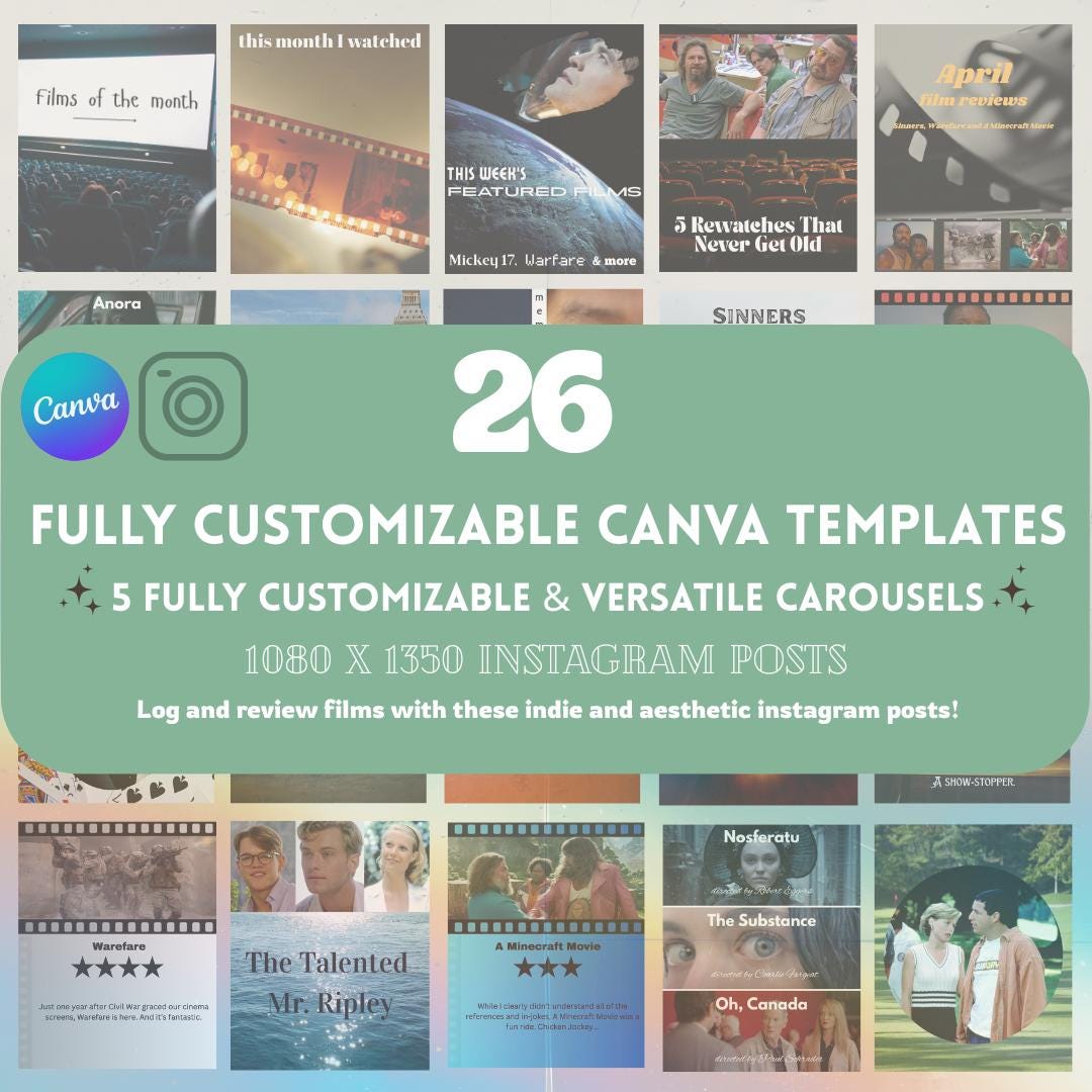 Instagram Aesthetic Film & Movie Diary Template | Indie Film Logging ...