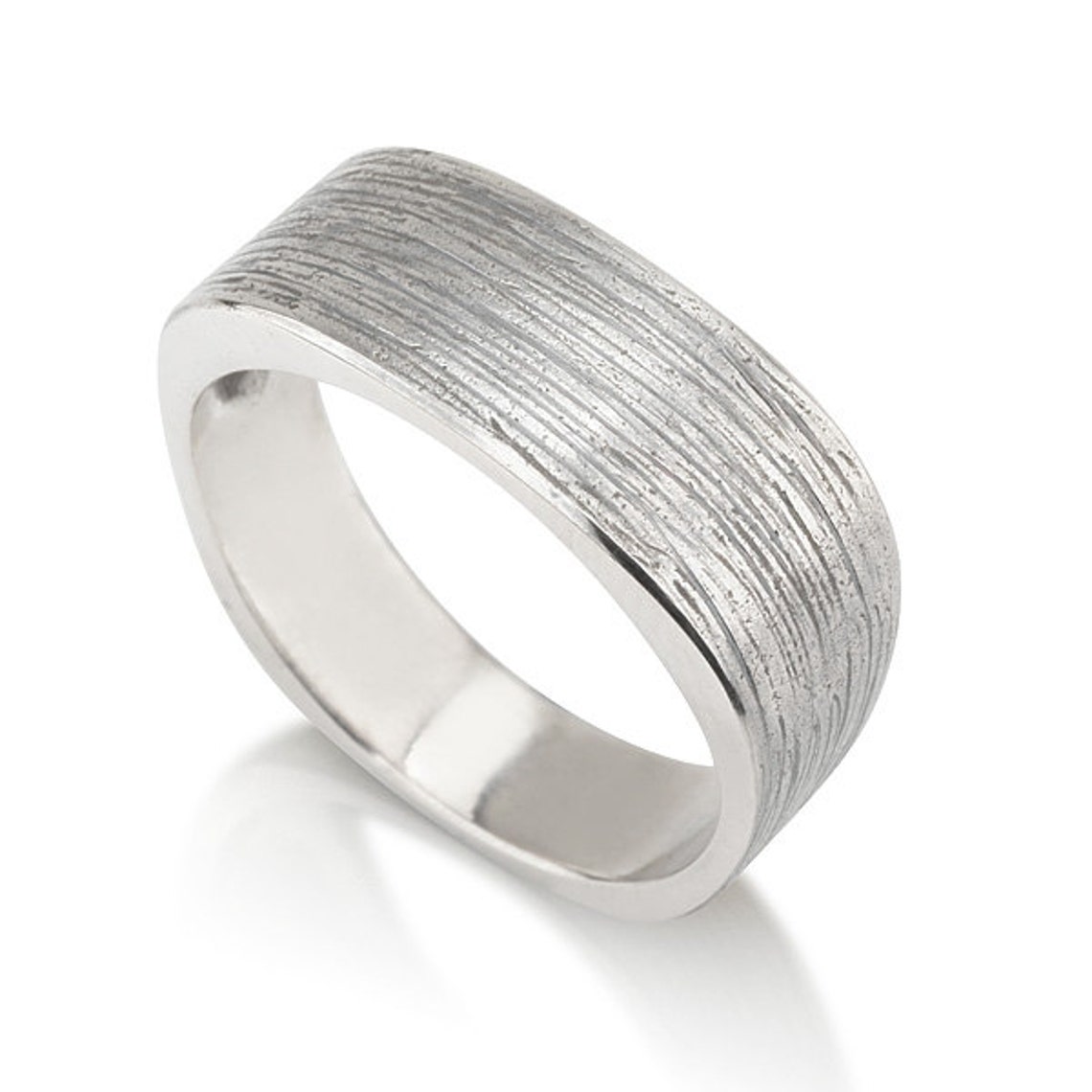 Square and Scratched Silver Ring for Man - Etsy