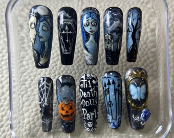 Handmade Custom Corpse Bride Inspired Press on Nails | 3D | Detailed ...