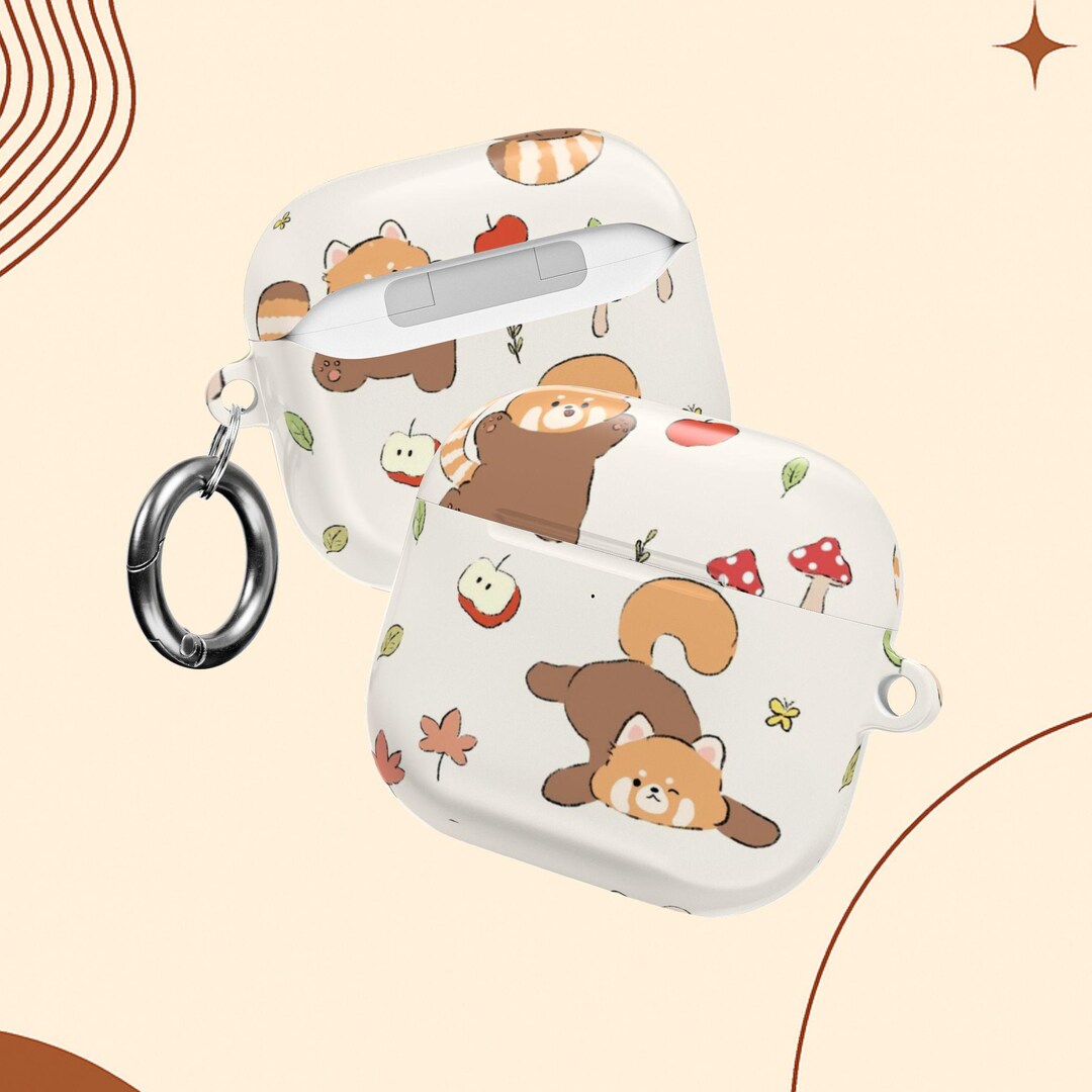 Autumn Red Panda AirPod Cases, Matching Set, Kawaii Style, Protective ...