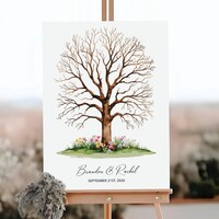 Fingerprint Guestbook Thumbprint Tree Wedding Guest Book Alternative ...
