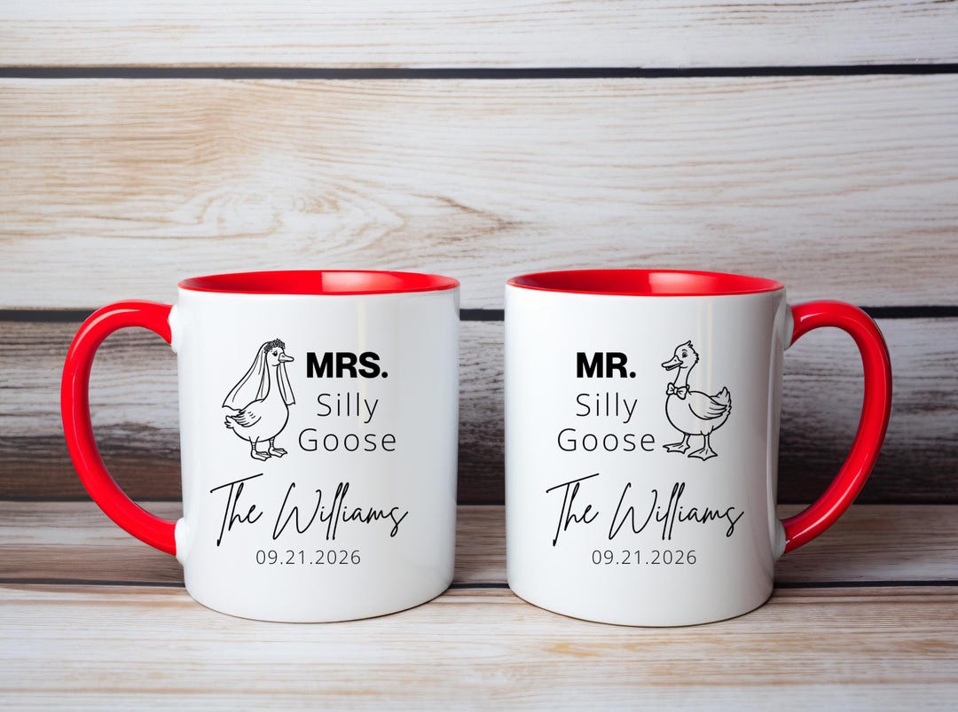 Mr. and Mrs. Silly Goose Wedding Mug, Funny Engagement Coffee Mug ...