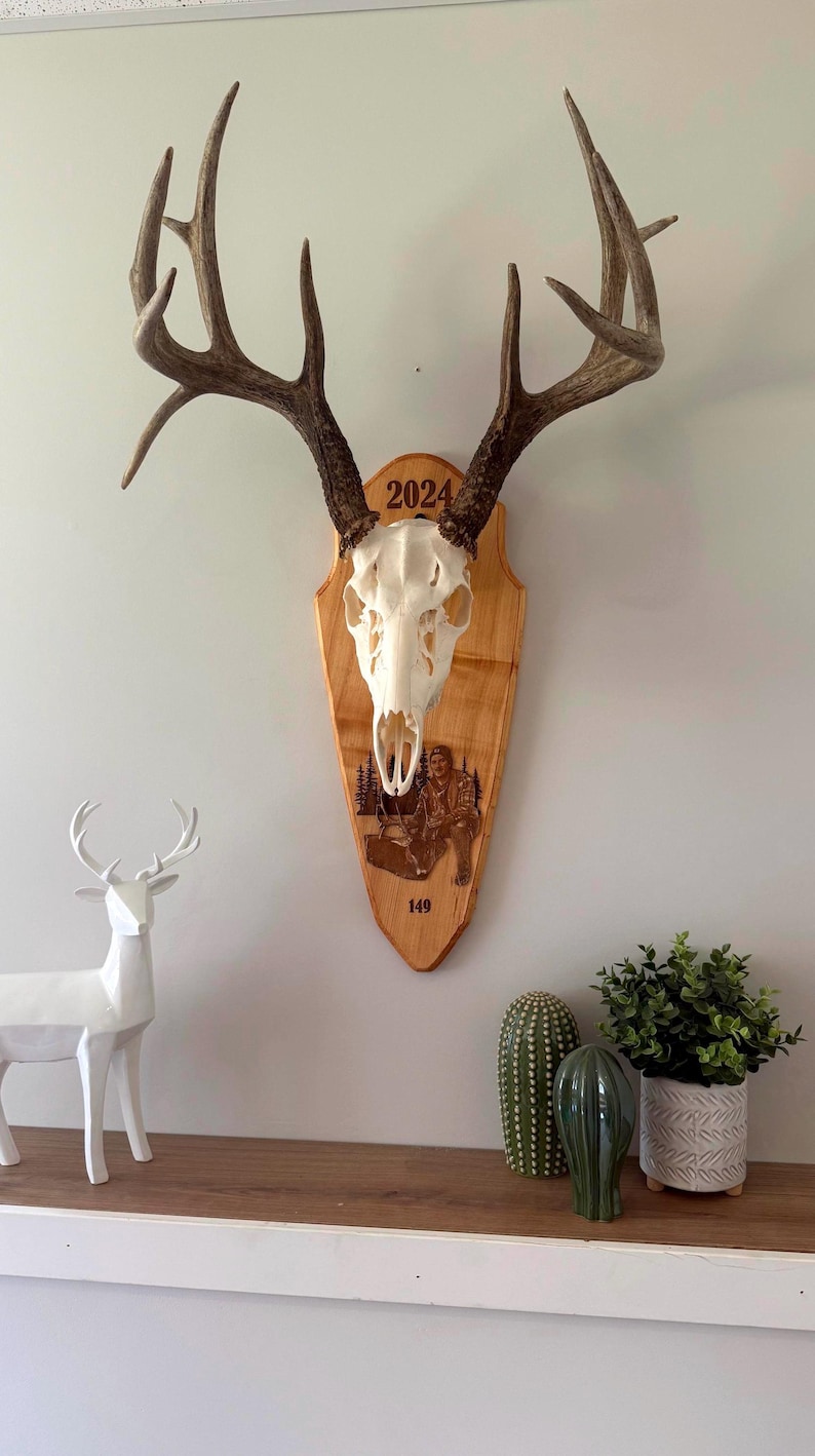 Laser Engraved Euro Mount Plaque: Custom Deer Skull Display - Etsy