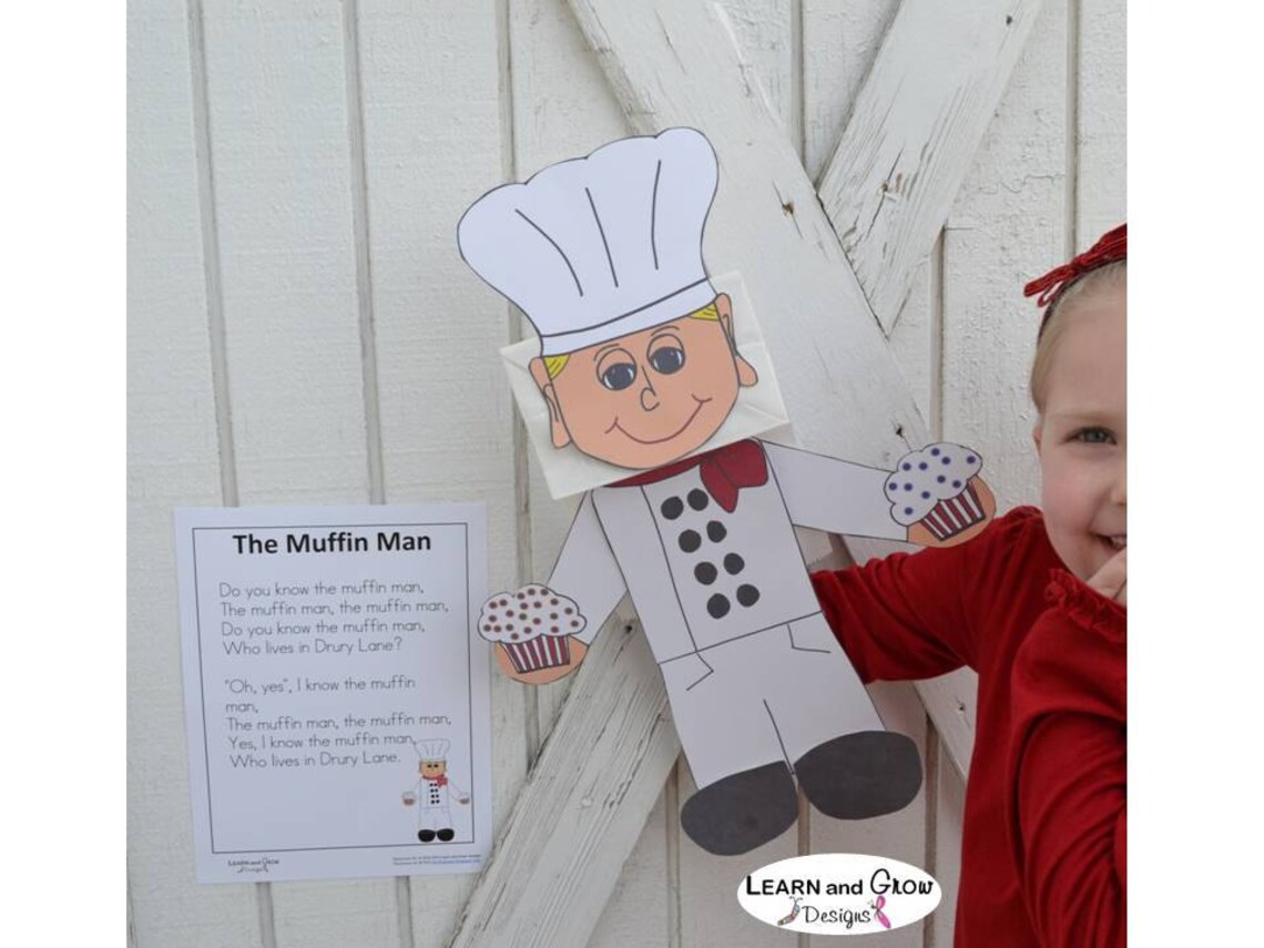 The Muffin Man Puppet Art Project and Nursery Rhyme Poster - Etsy
