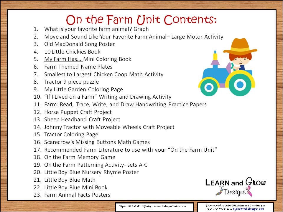 On the Farm Educational Unit - Etsy