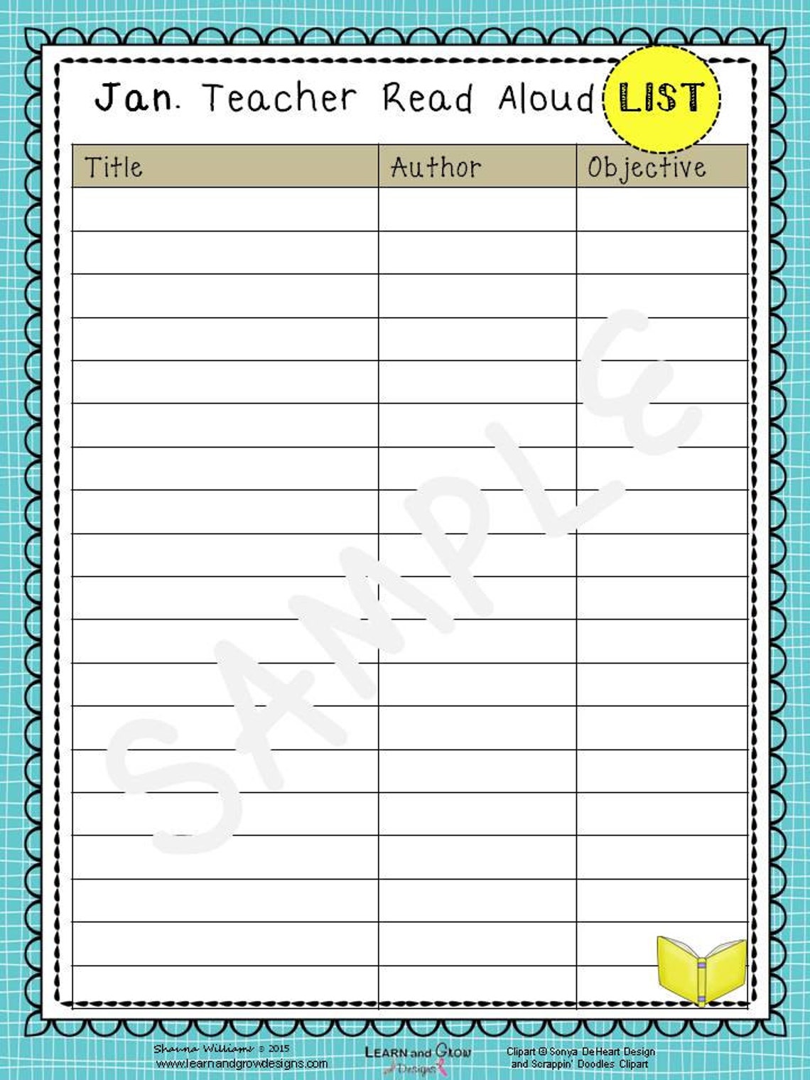 Teacher Read Aloud Blank Book List Forms - Etsy