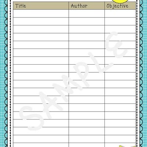 Teacher Read Aloud Blank Book List Forms - Etsy