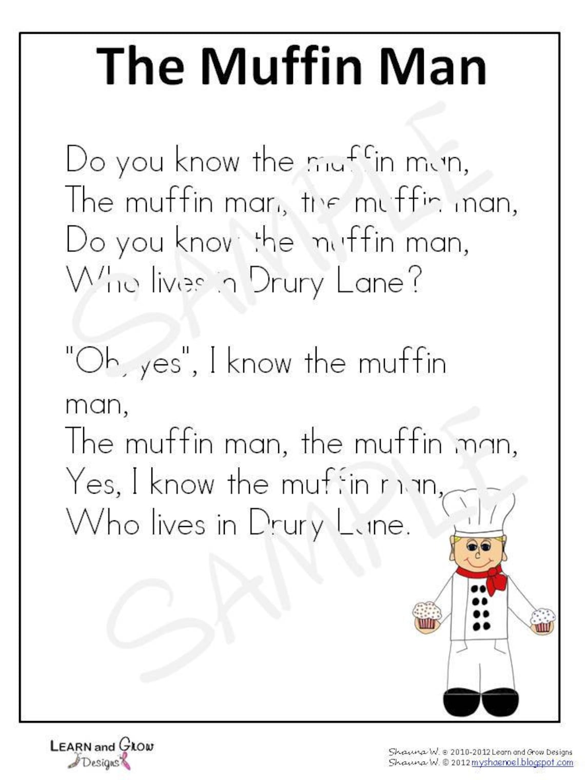 The Muffin Man Puppet Art Project and Nursery Rhyme Poster - Etsy