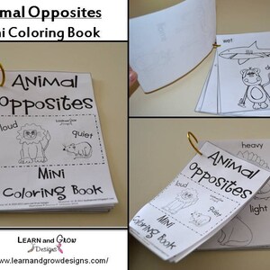 Animal Opposites Printable Coloring Book - Etsy