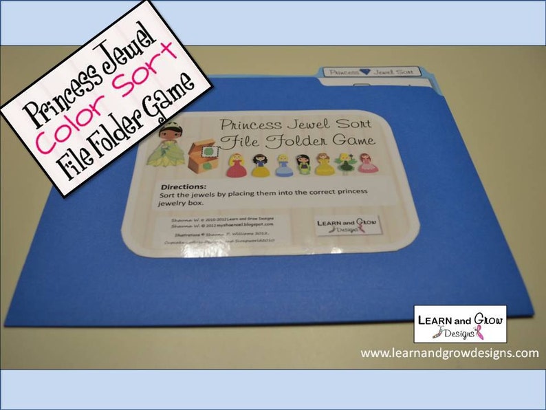 Princess Jewel Color Sort File Folder Game - Etsy