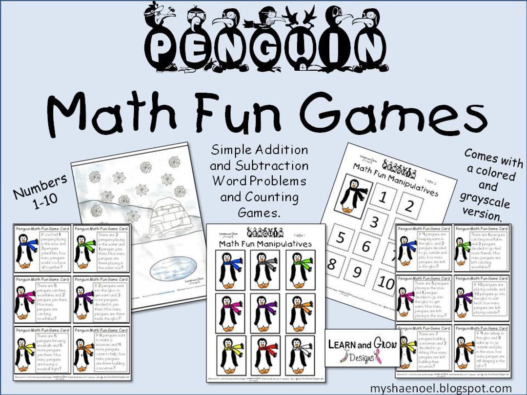 Penguin Math Fun Addition and Subtraction Games (PDF) - Etsy