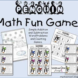Penguin Math Fun Addition and Subtraction Games PDF - Etsy