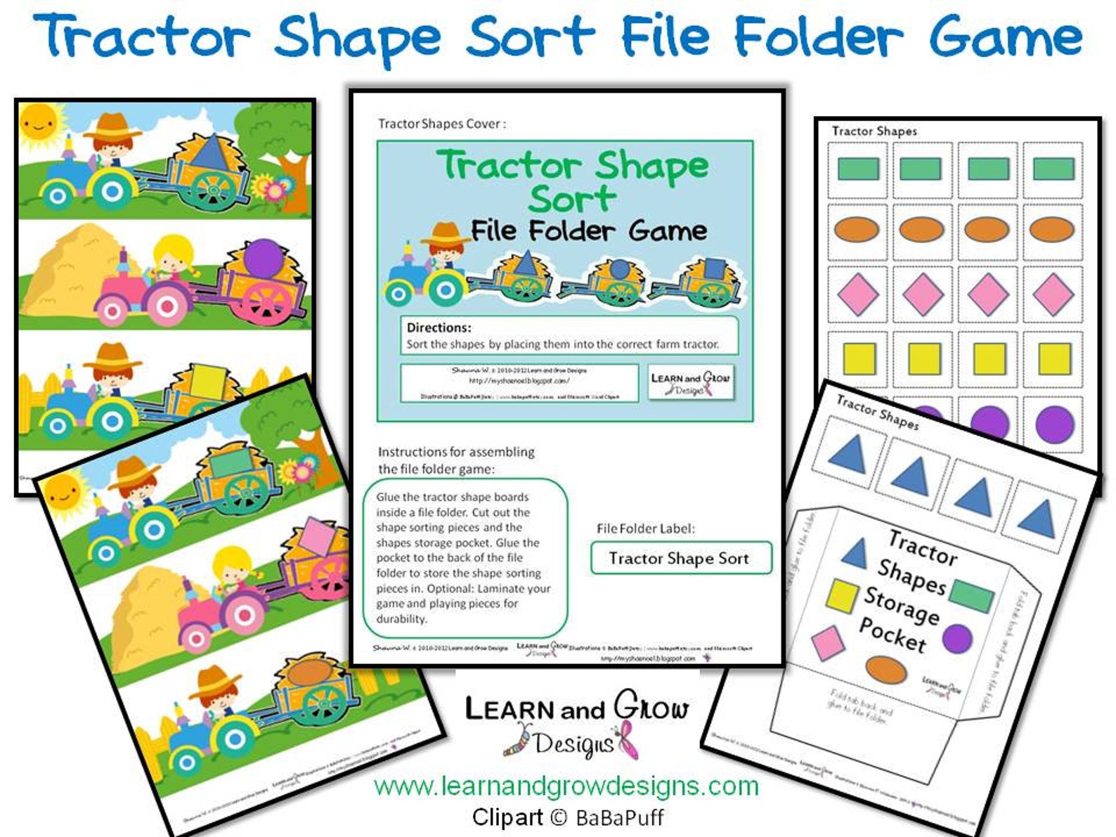 Farm Tractor Shape Sort File Folder Game - Etsy