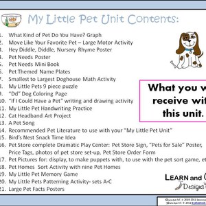 My Little Pet Themed Learning Unit - Contains 62 Pages Of: Art ...