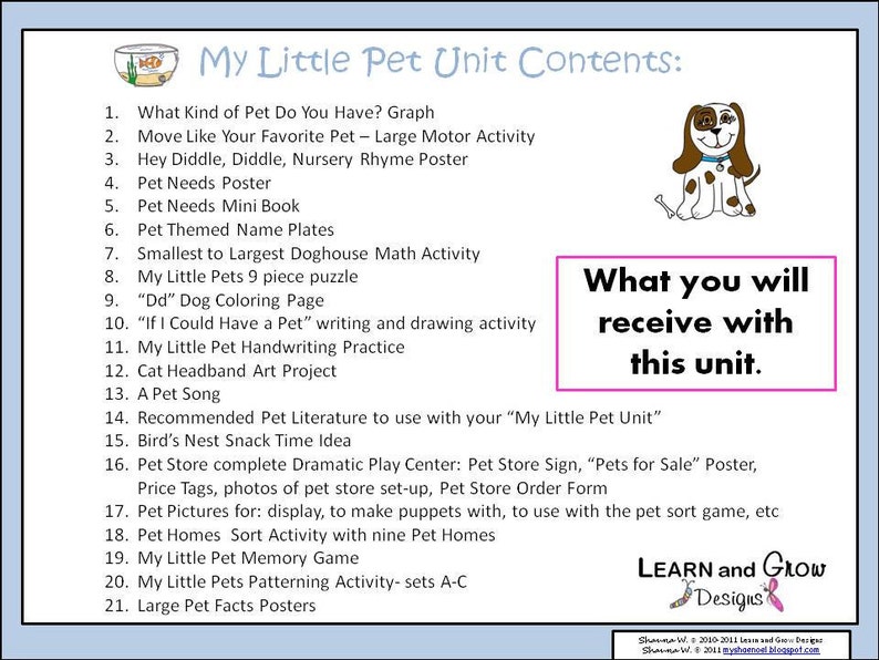 My Little Pet Themed Learning Unit - Contains 62 Pages Of: Art ...
