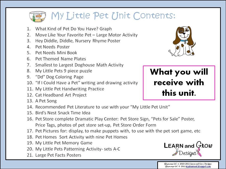 My Little Pet Themed Learning Unit - Contains 62 Pages Of: Art ...