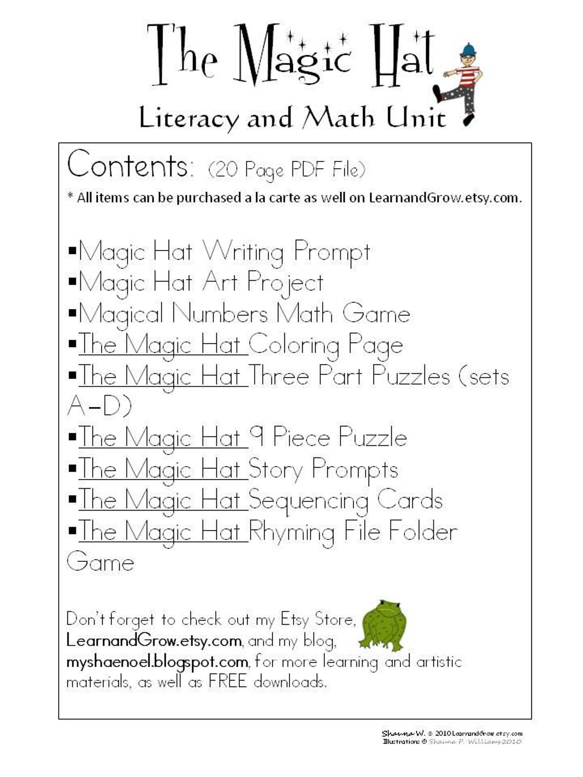 Magic Hat Literacy and Math Themed Unit With Original Illustrations - Etsy