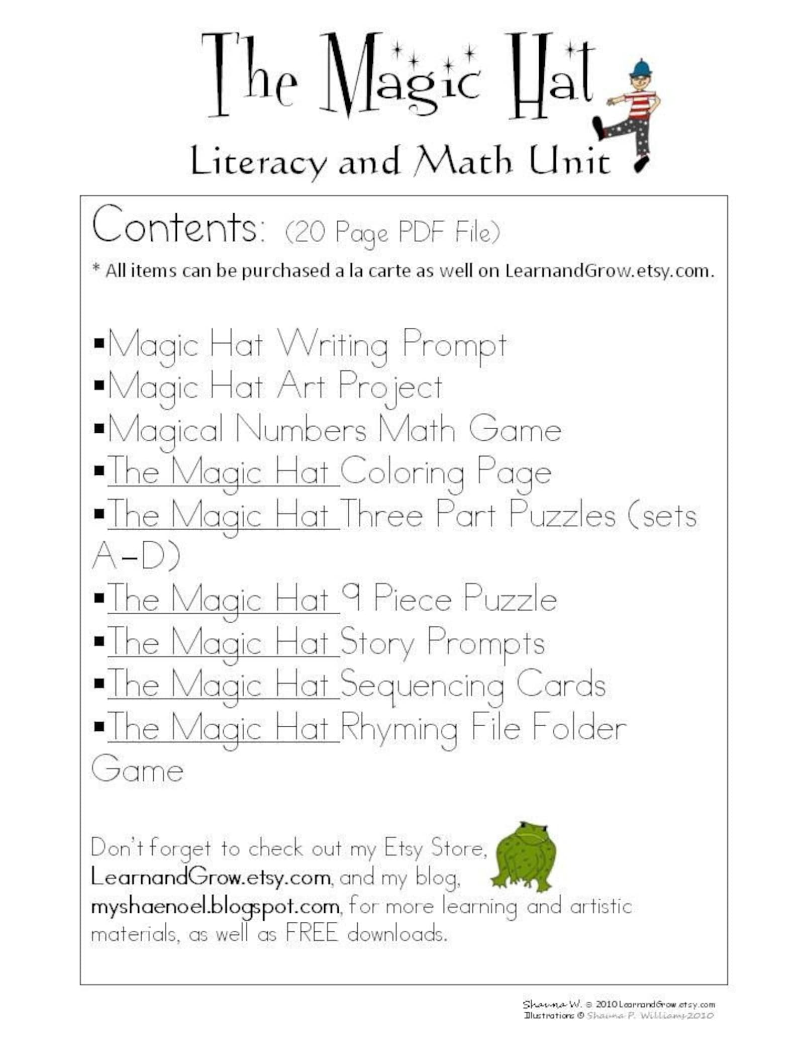Magic Hat Literacy and Math Themed Unit With Original Illustrations - Etsy