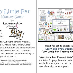 Printable My Little Pet Memory Game for Children - Etsy