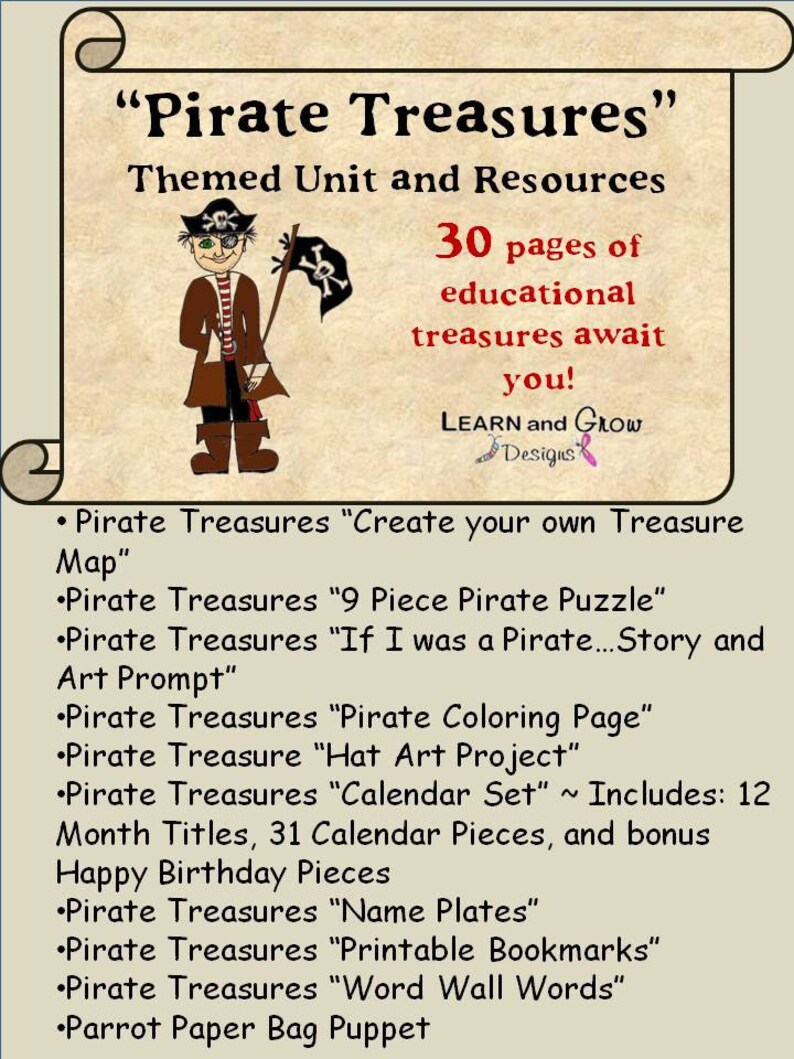 Pirate Treasures Educational and Artistic Activities - Etsy