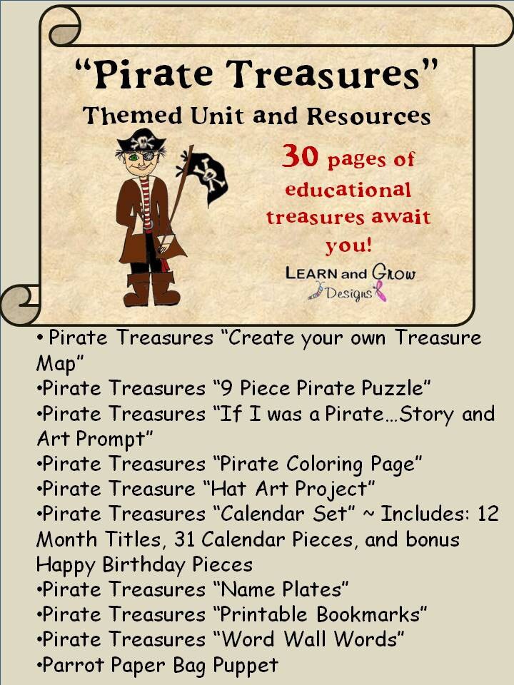 Pirate Treasures Educational and Artistic Activities - Etsy