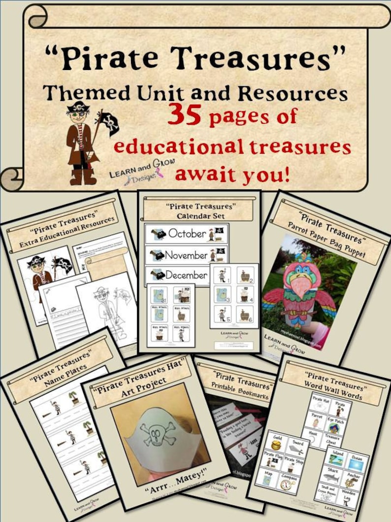 Pirate Treasures Educational and Artistic Activities - Etsy