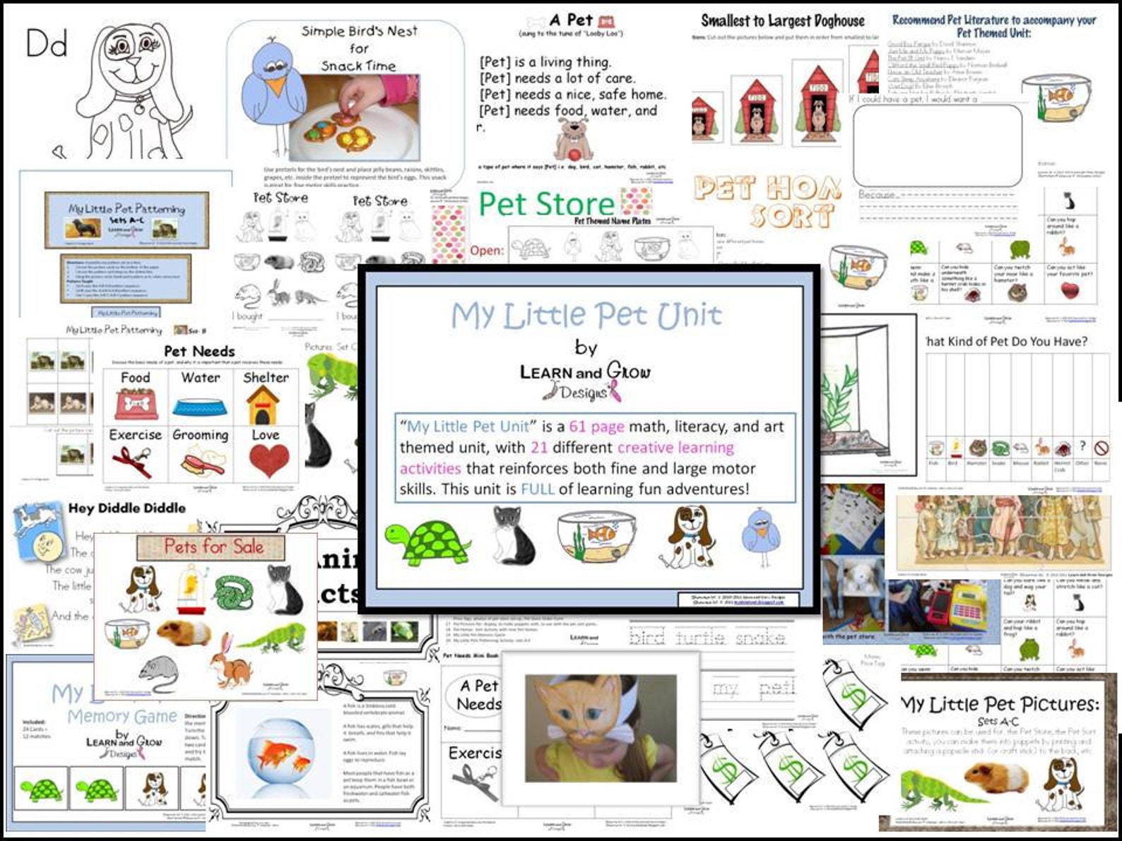 My Little Pet Themed Learning Unit - Contains 62 Pages Of: Art ...