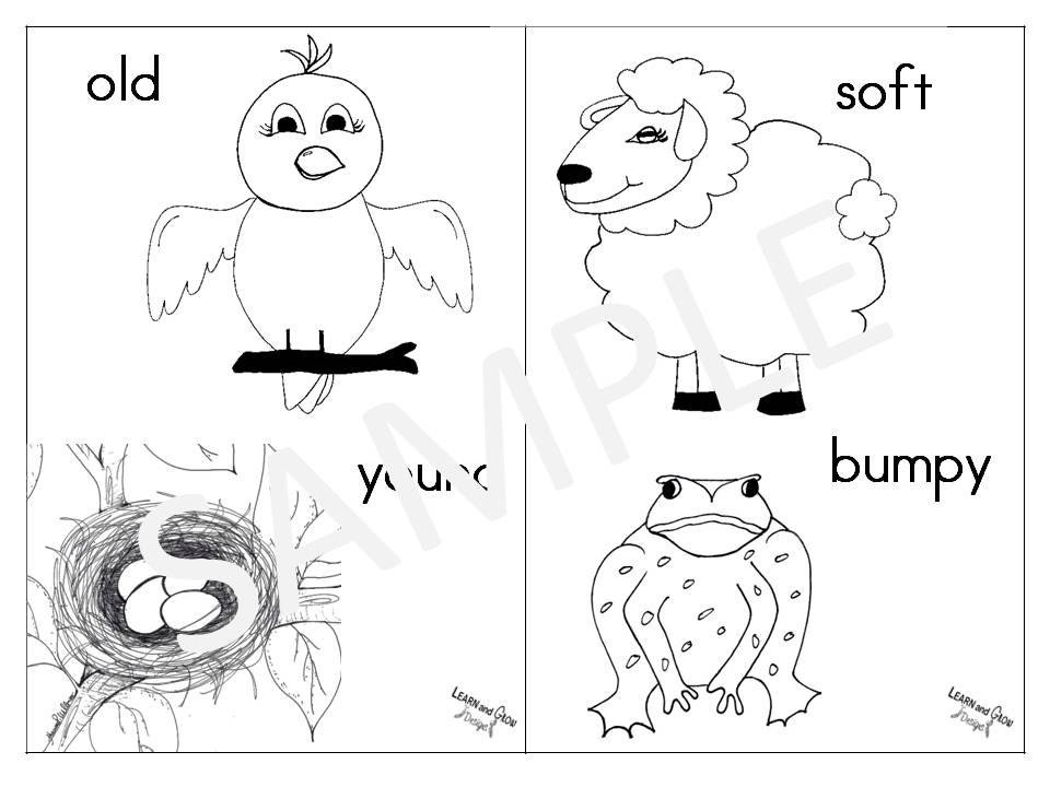 Animal Opposites Printable Coloring Book - Etsy