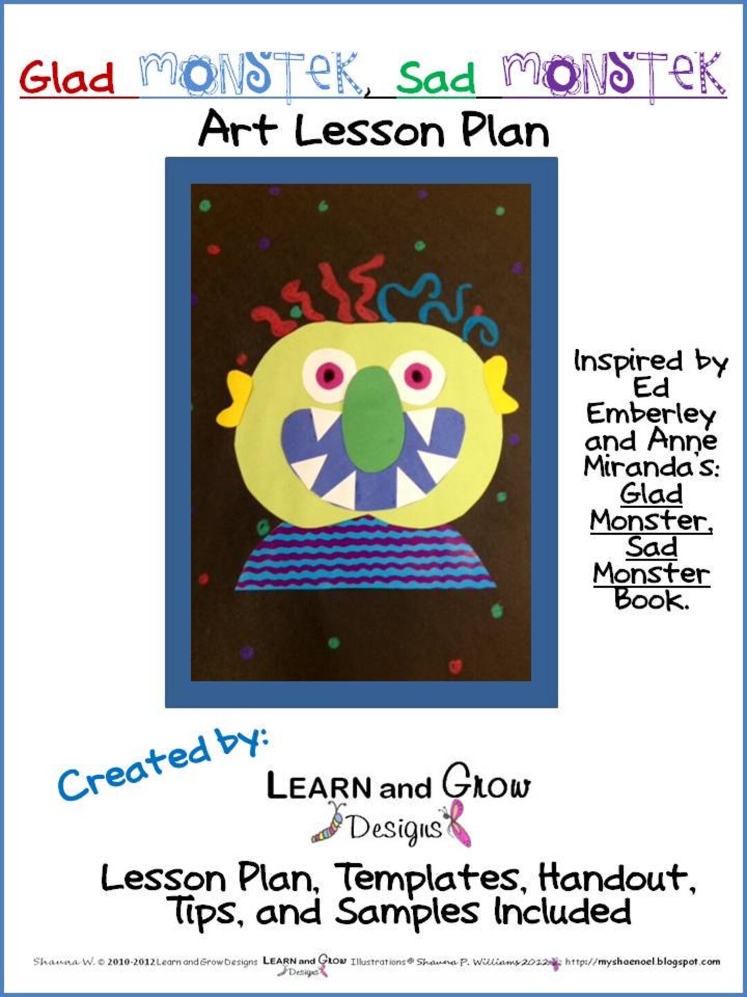 Glad Monster, Sad Monster Art Lesson for Kids With Templates - Etsy