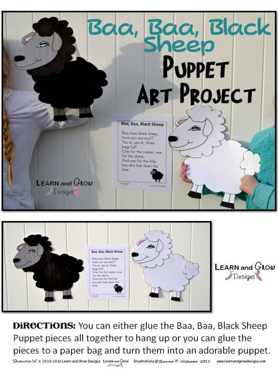 Baa, Baa, Black Sheep Puppet Art Project and Nursery Rhyme Poster - Etsy