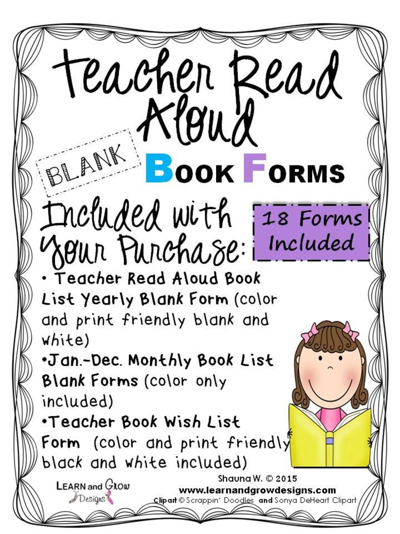 Teacher Read Aloud Blank Book List Forms - Etsy