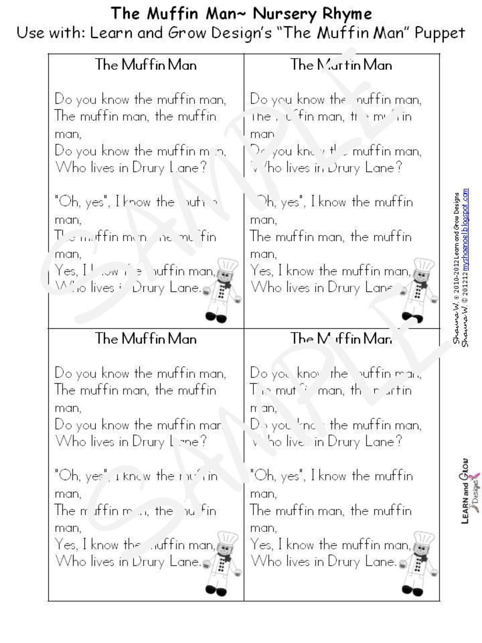 The Muffin Man Puppet Art Project and Nursery Rhyme Poster - Etsy