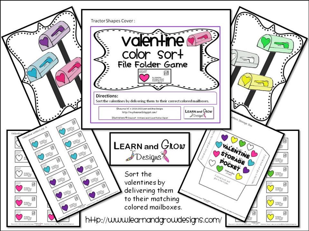 Valentine Color Sort File Folder Game - Etsy