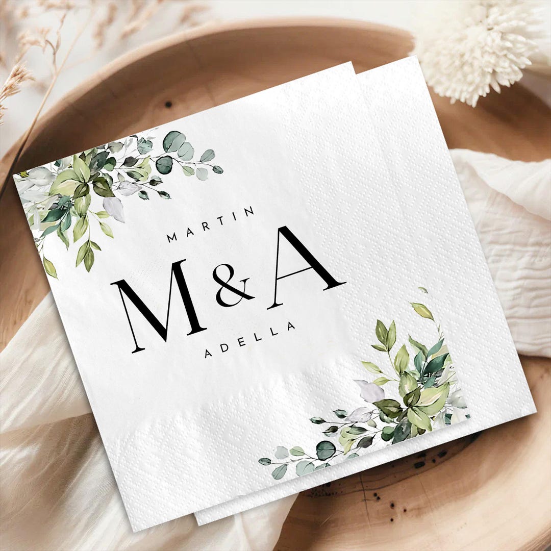 Personalized Wedding Napkins, Custom Initial Napkins, Monogram Wedding ...