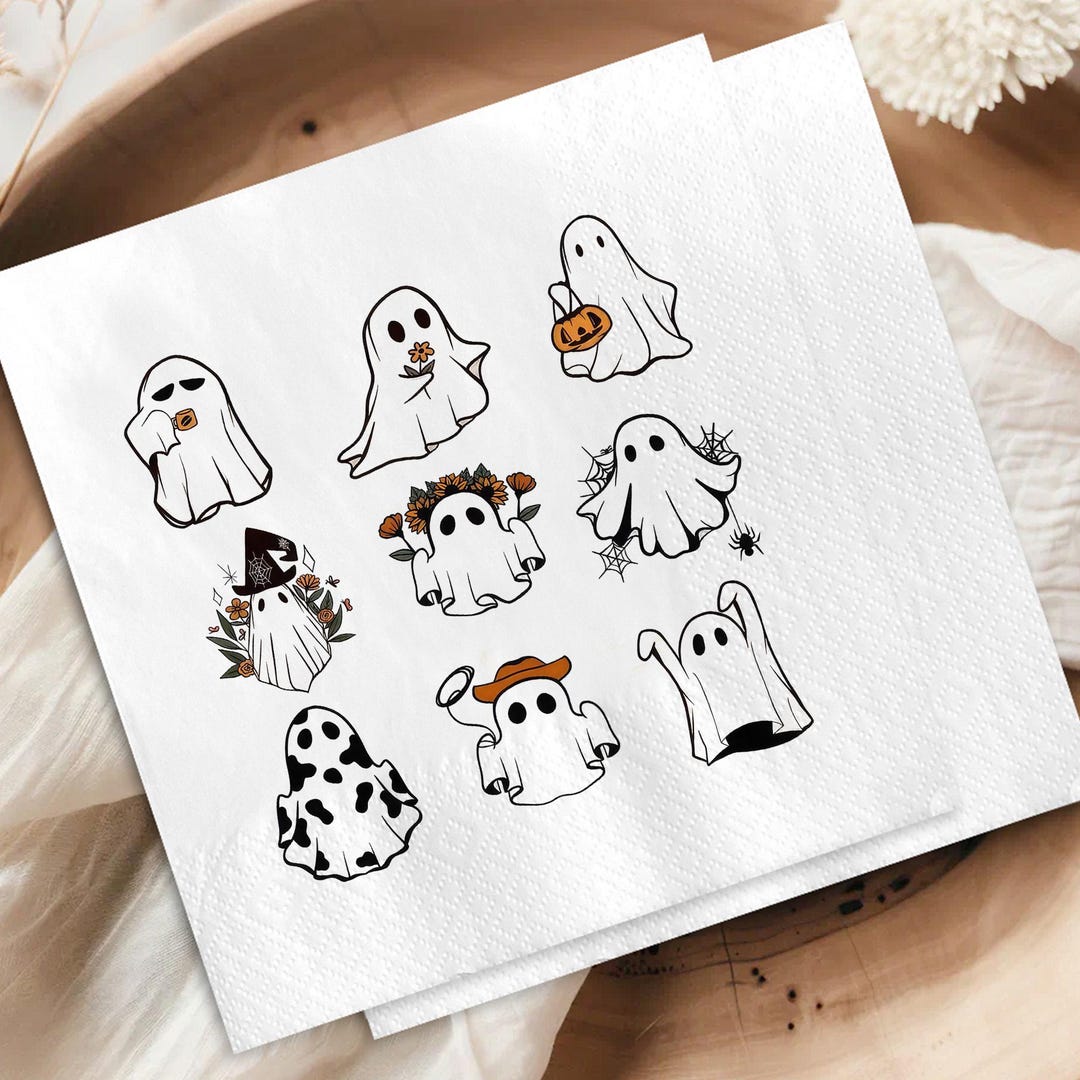 Halloween Ghost Napkins, Cute Ghost Party Napkins, Trick or Treat ...