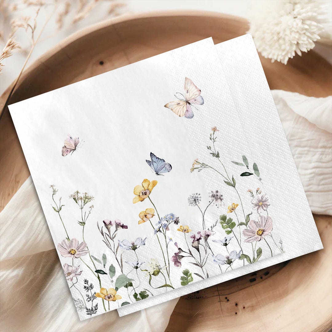 Floral Butterfly Napkins, Spring Party Napkins, Wedding Napkins, Bridal ...