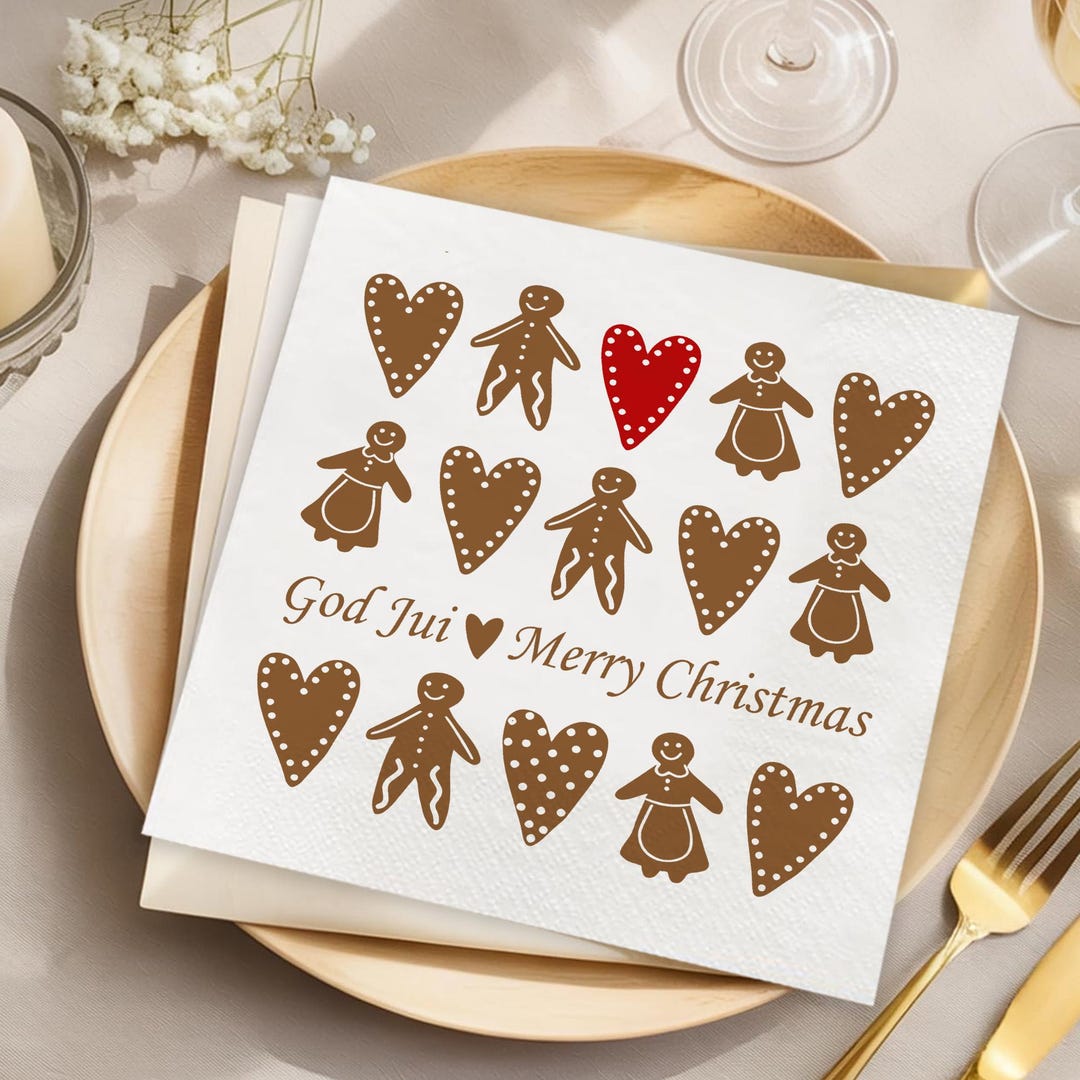 God Jul Merry Christmas Napkins, Scandinavian Holiday Tableware ...